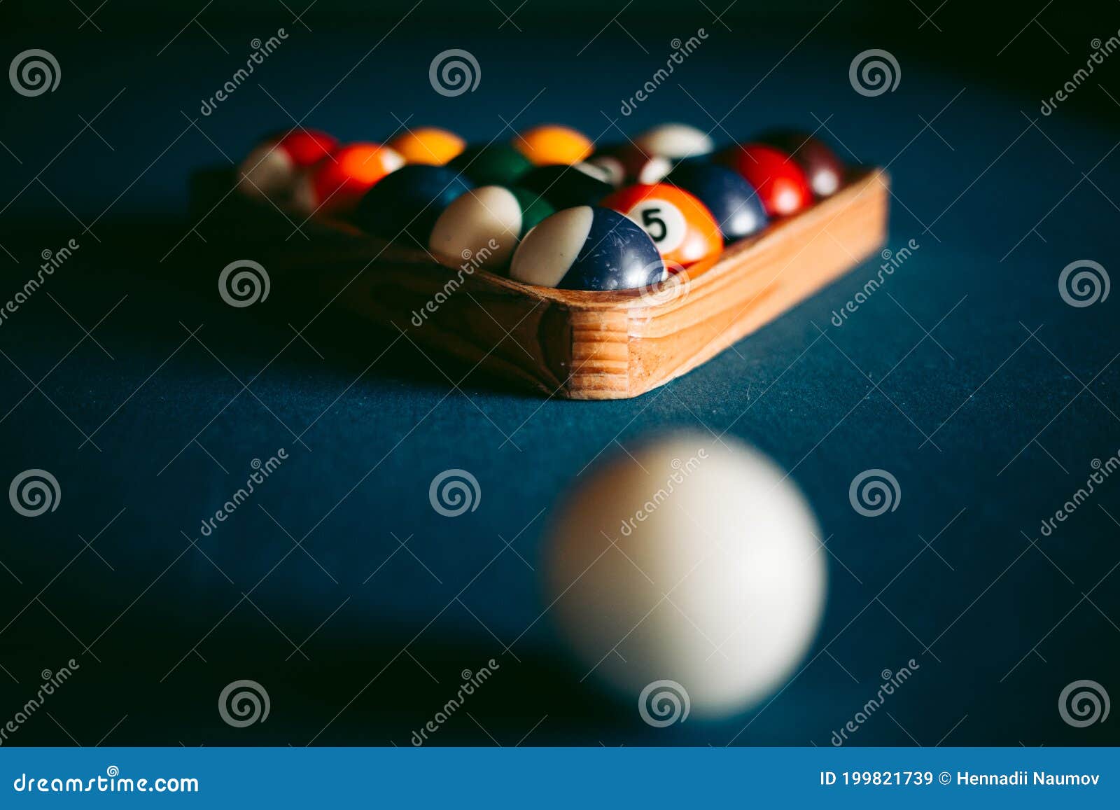 Multi-colored Billiard Balls on a Blue Table Stock Image - Image of ...