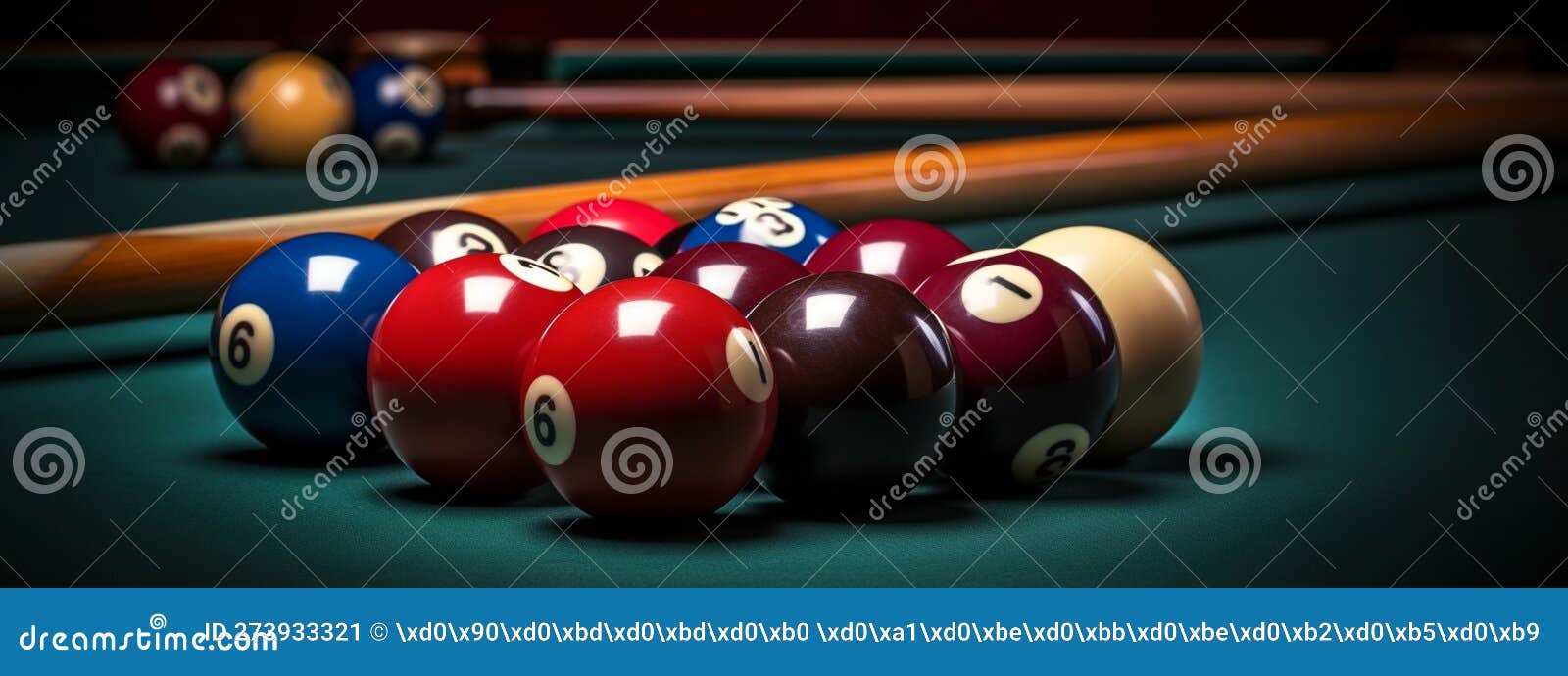 Multi-colored Billiard Balls Table Cues Stock Illustration ...