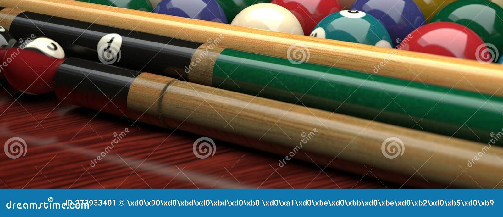 Multi-colored Billiard Balls Table Cues Stock Illustration ...