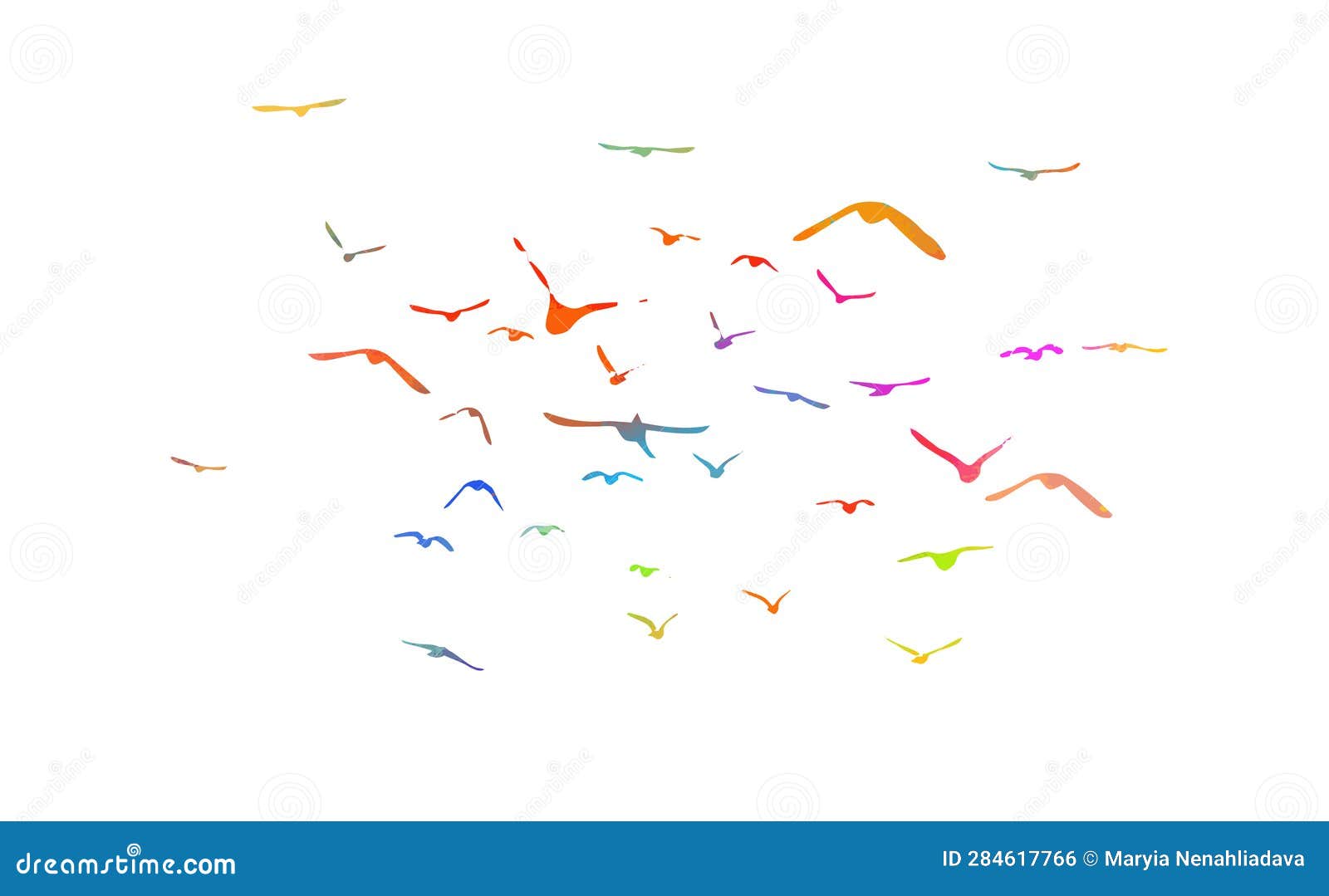 A Flock of Flying Colored Birds. Vector Illustration Stock Vector ...