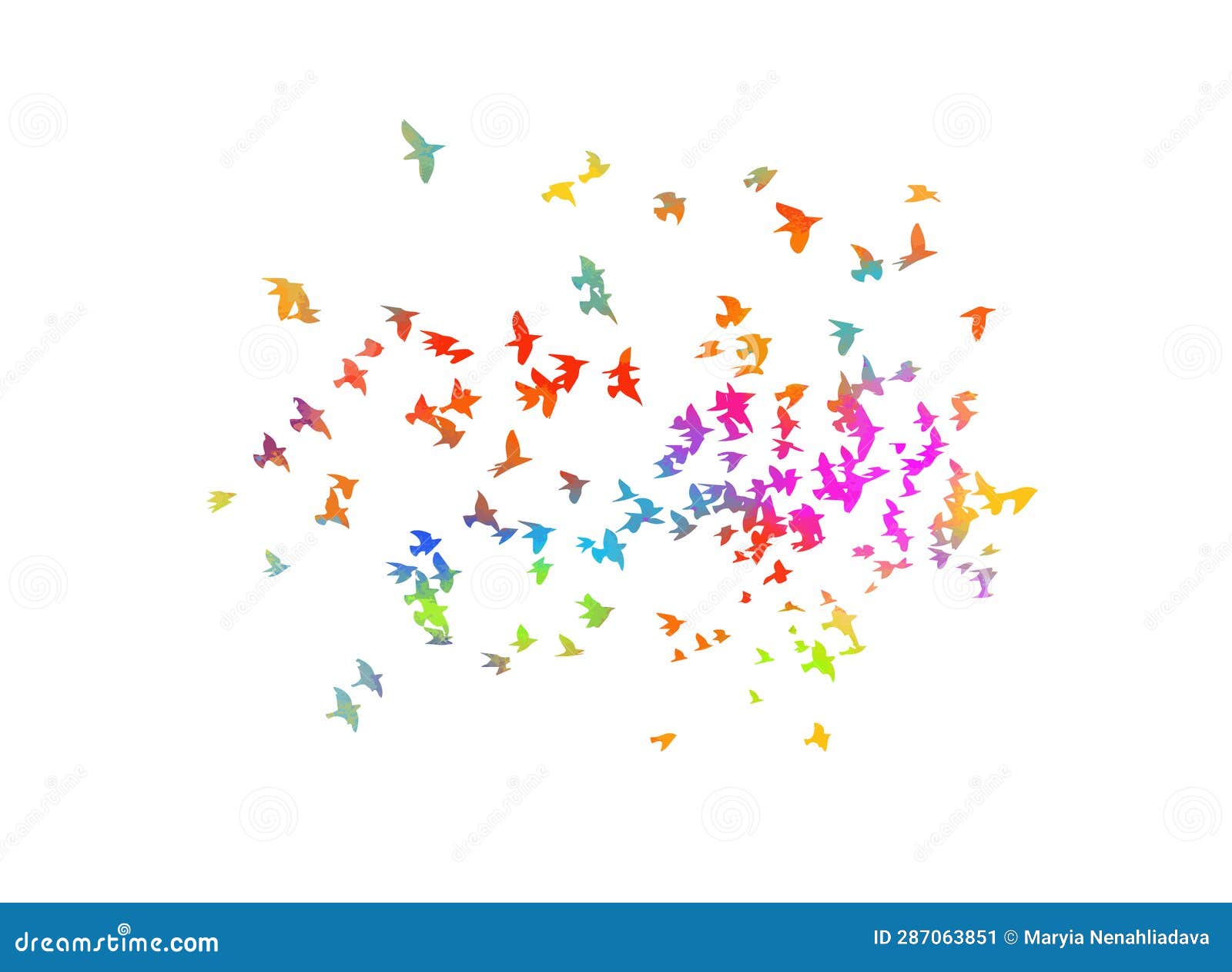 A Flock of Colored Birds. Vector Illustration Stock Illustration ...