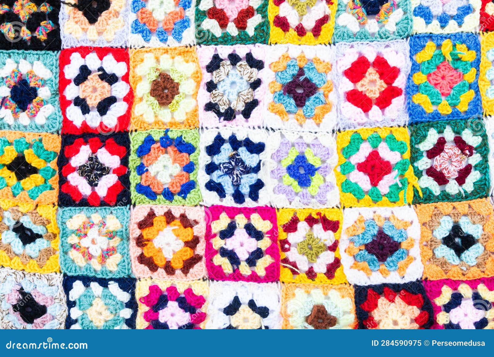 Multi Colored Blanket in Wool, Square Geometric Background, Retro ...