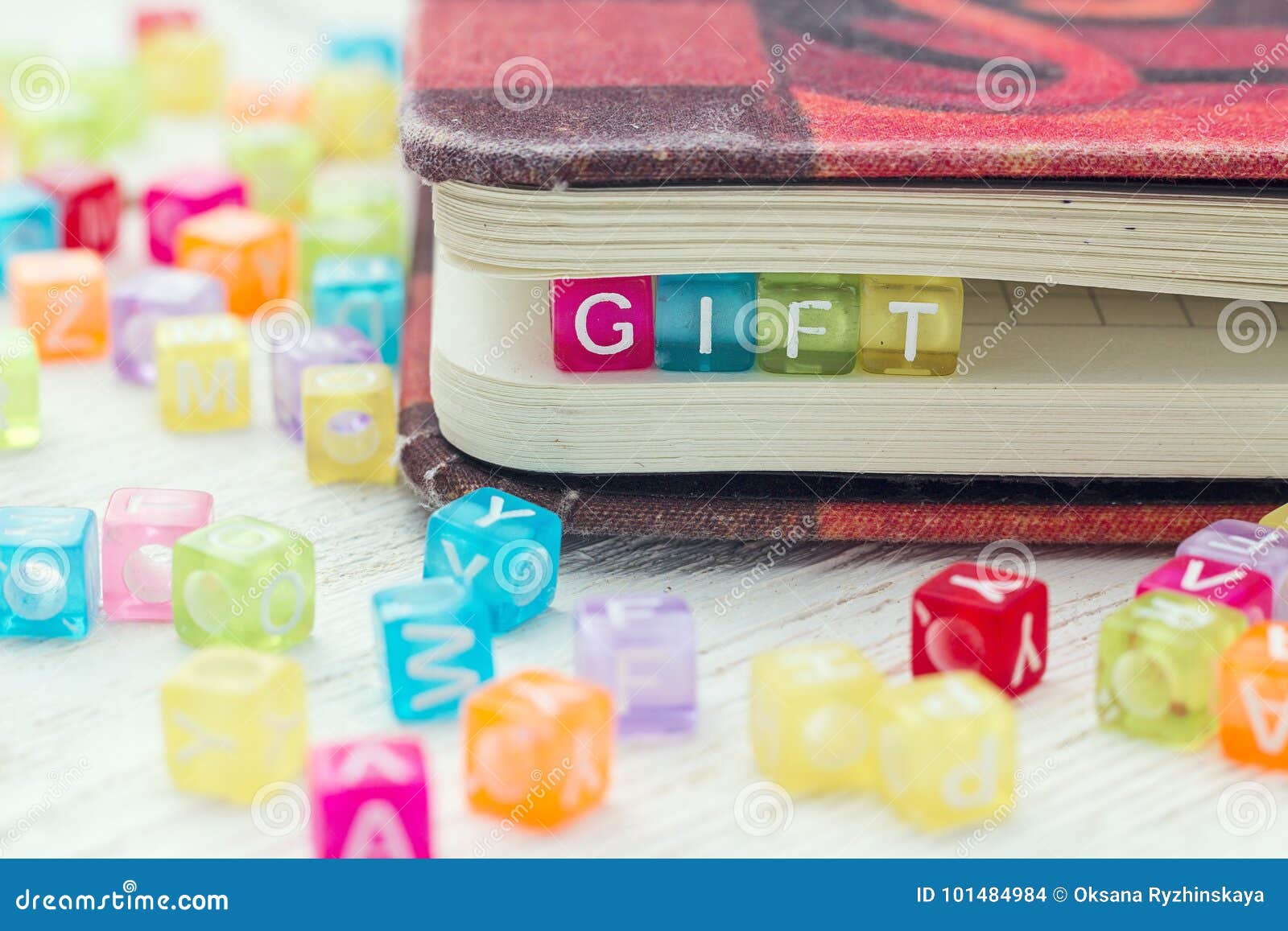 Multi-colored Blocks with the Word Gift. Stock Photo - Image of letter ...