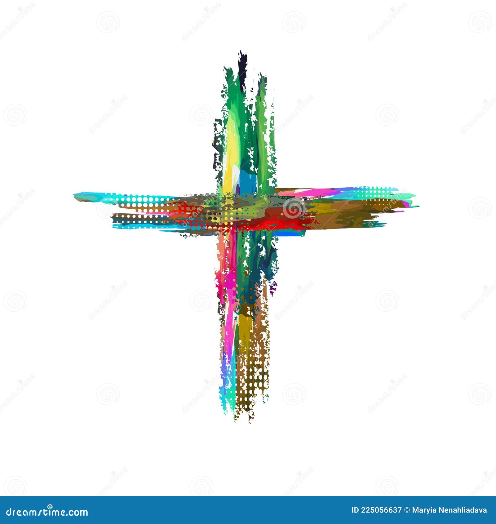 Multi-colored Cross. Cross Made of Rainbow Blots. Vector Illustration ...