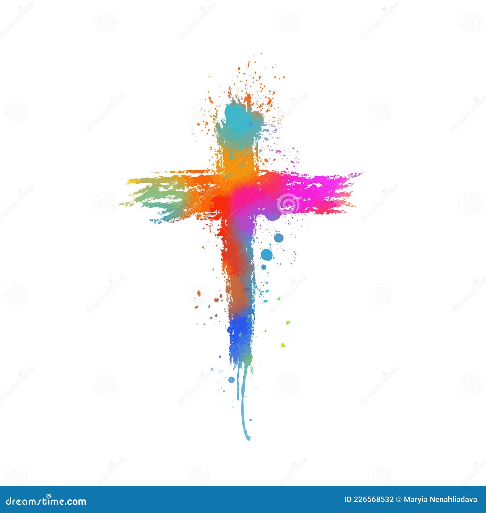 Multi-colored Cross. Cross Made of Rainbow Blots. Vector Illustration ...
