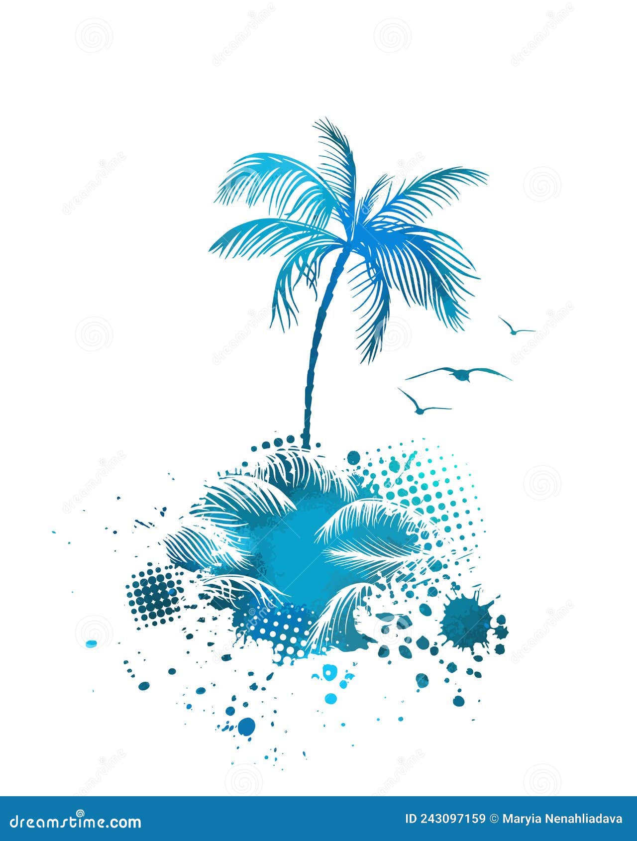 Multi-colored Blue Palms Trees. Vector Illustration Stock Vector ...