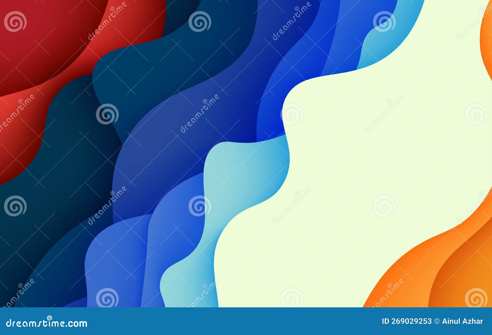Multi Colored Blue Red Orange Overlap Layers Papercut Wavy Background ...