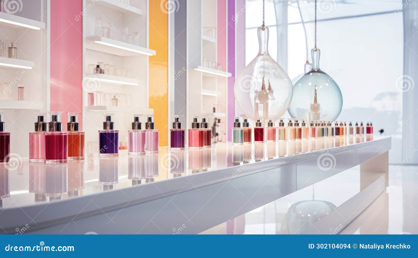 Multi-colored Bottles for Creating Fragrances. Perfume Laboratory ...