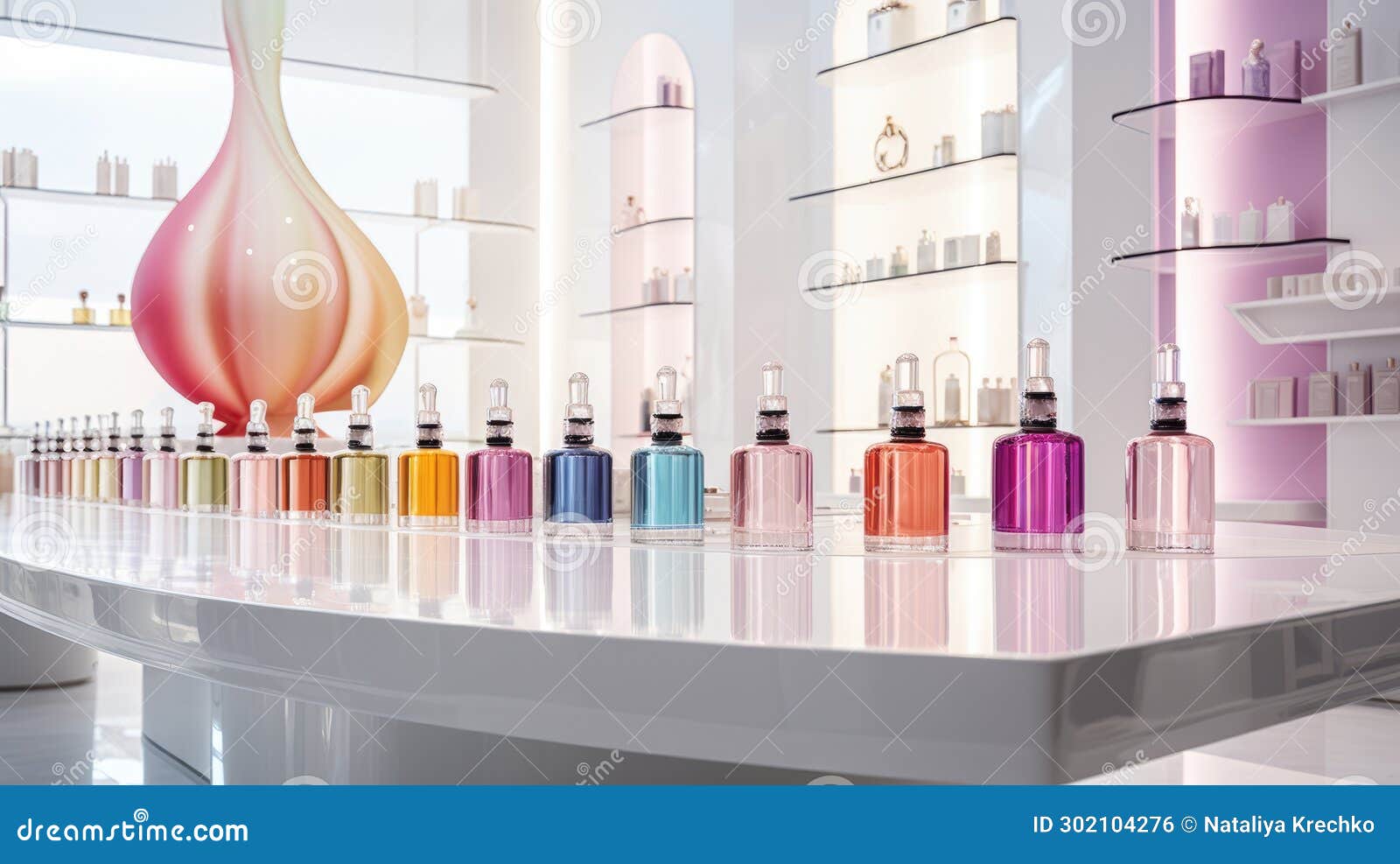 Multi-colored Bottles for Creating Fragrances. Perfume Laboratory ...