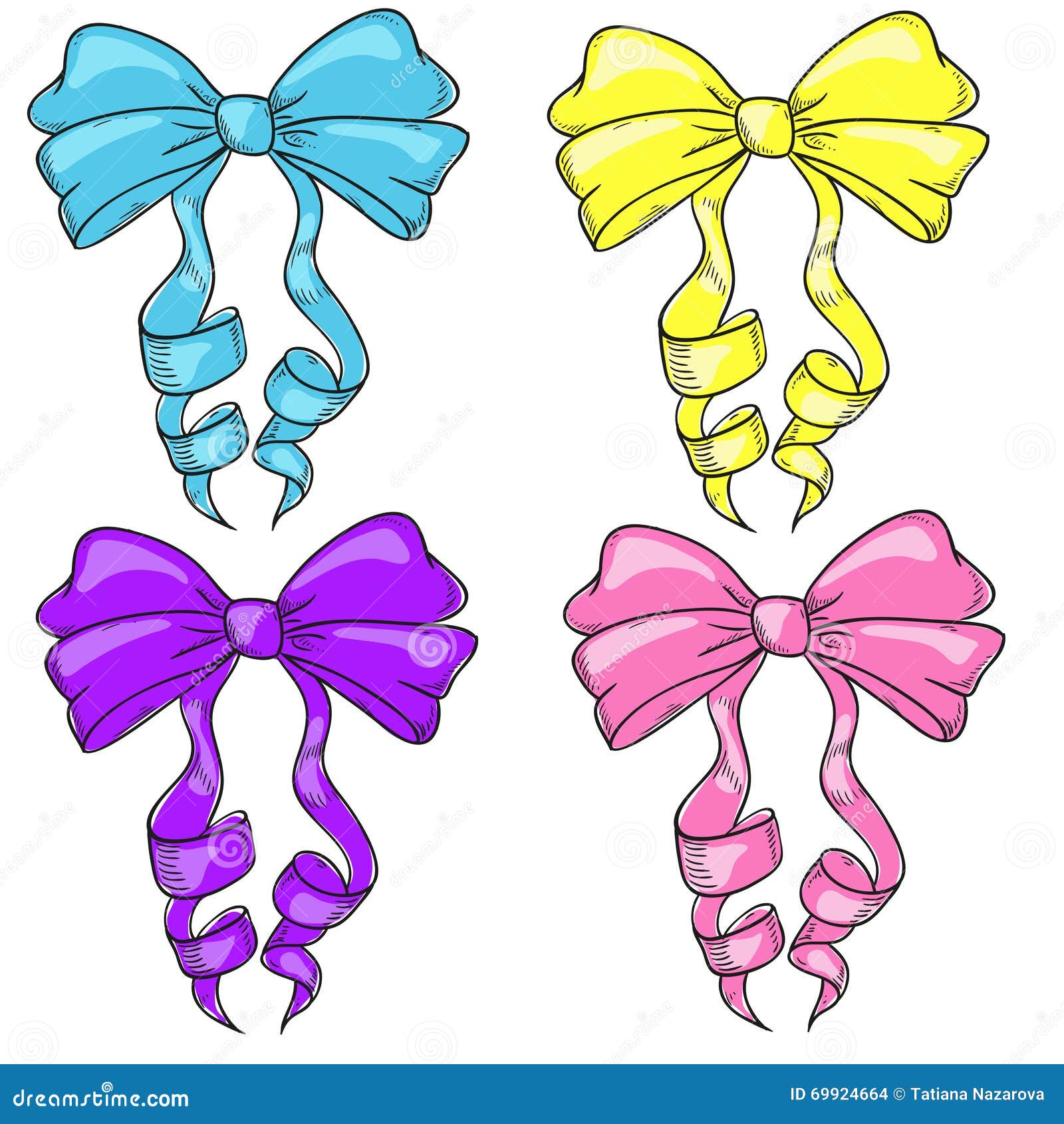 Multi-colored bows. stock illustration. Illustration of decoration ...