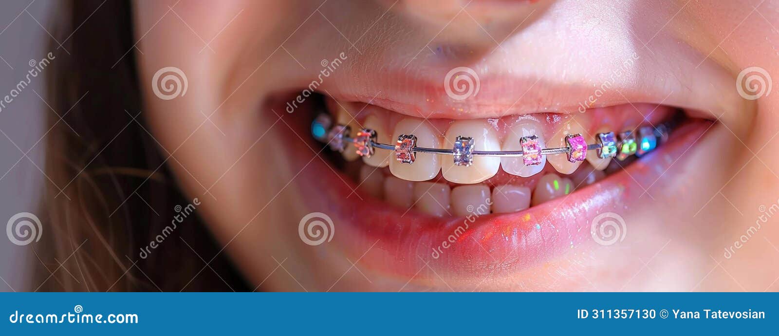 Multi-colored Braces Smile Child. Selective Focus Stock Photo - Image ...