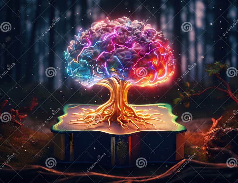 A Multi-colored Brain in the Form of a Tree that Grows in a Beautiful ...