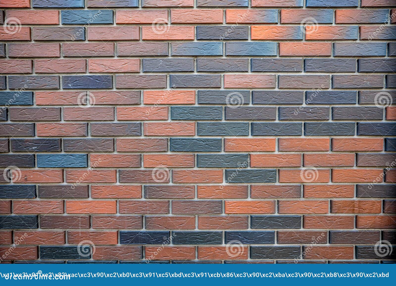 Multi-colored Brick Wall Front View Stock Image - Image of modern ...