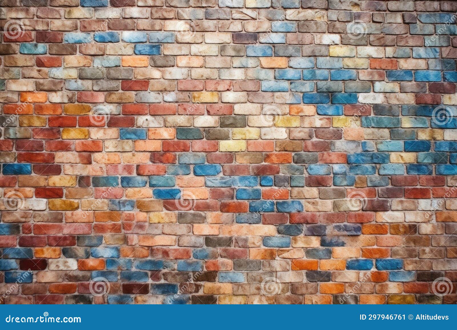 Multi-colored Brick Wall Textured Shot Stock Image - Image of building ...