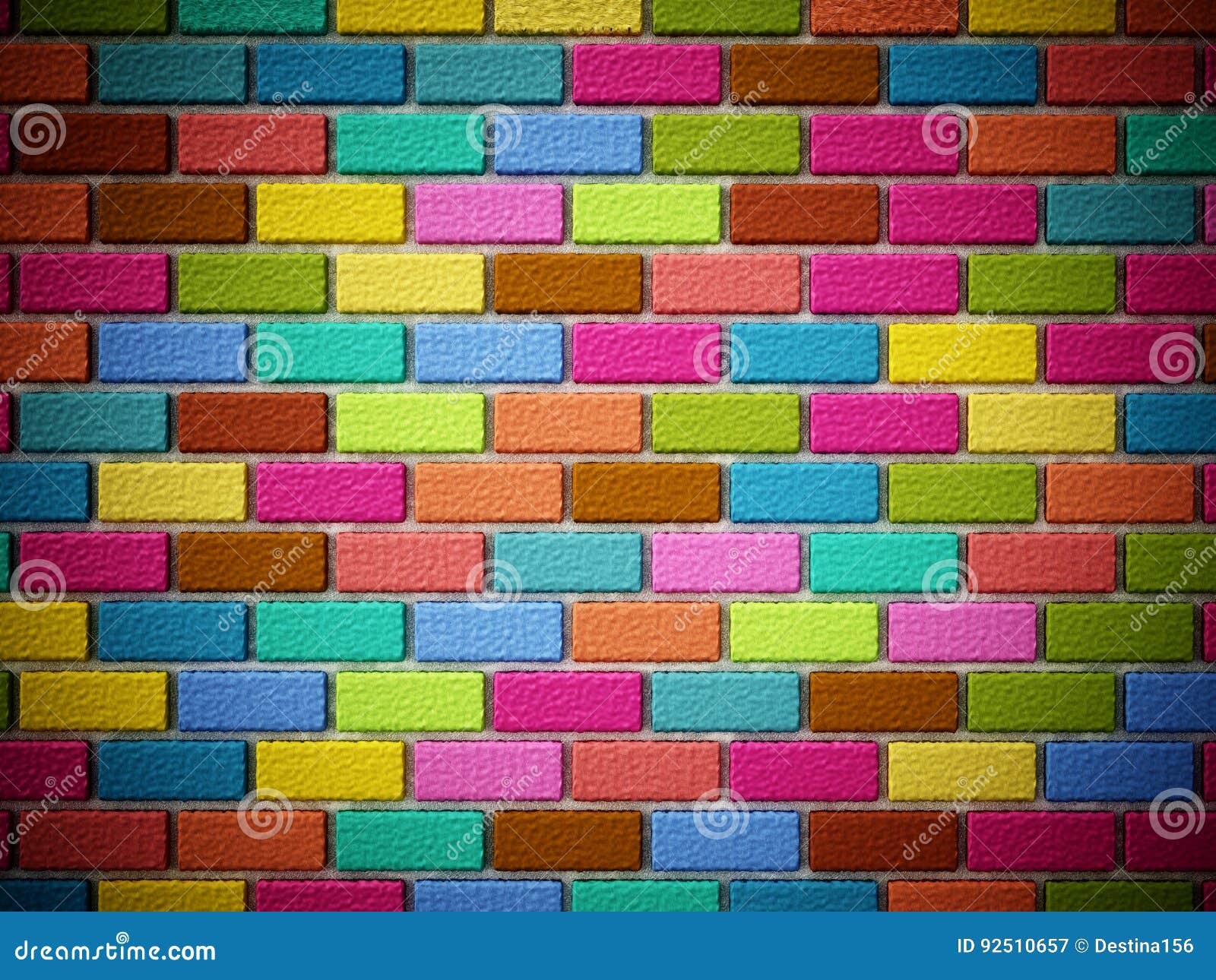 Multi Colored Bricks Forming a Wall. 3D Illustration Stock Illustration ...