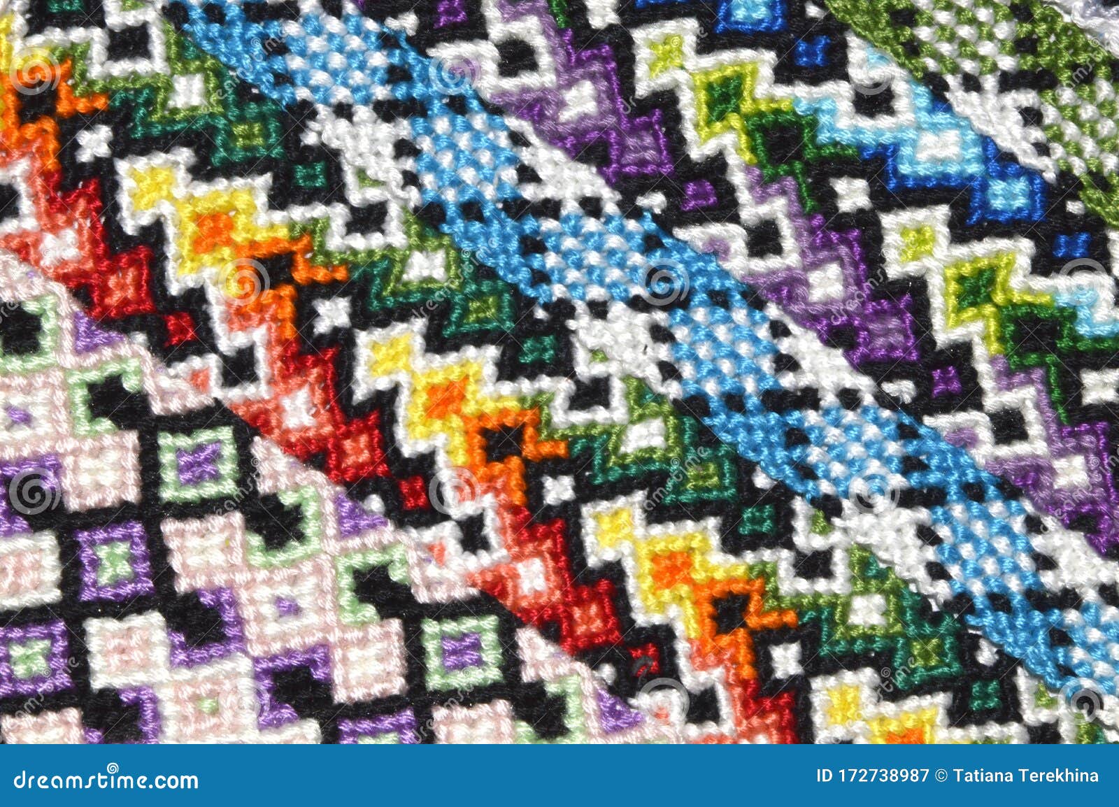 Multi-colored Bright Background with Unusual Pattern Handmade of Thread ...