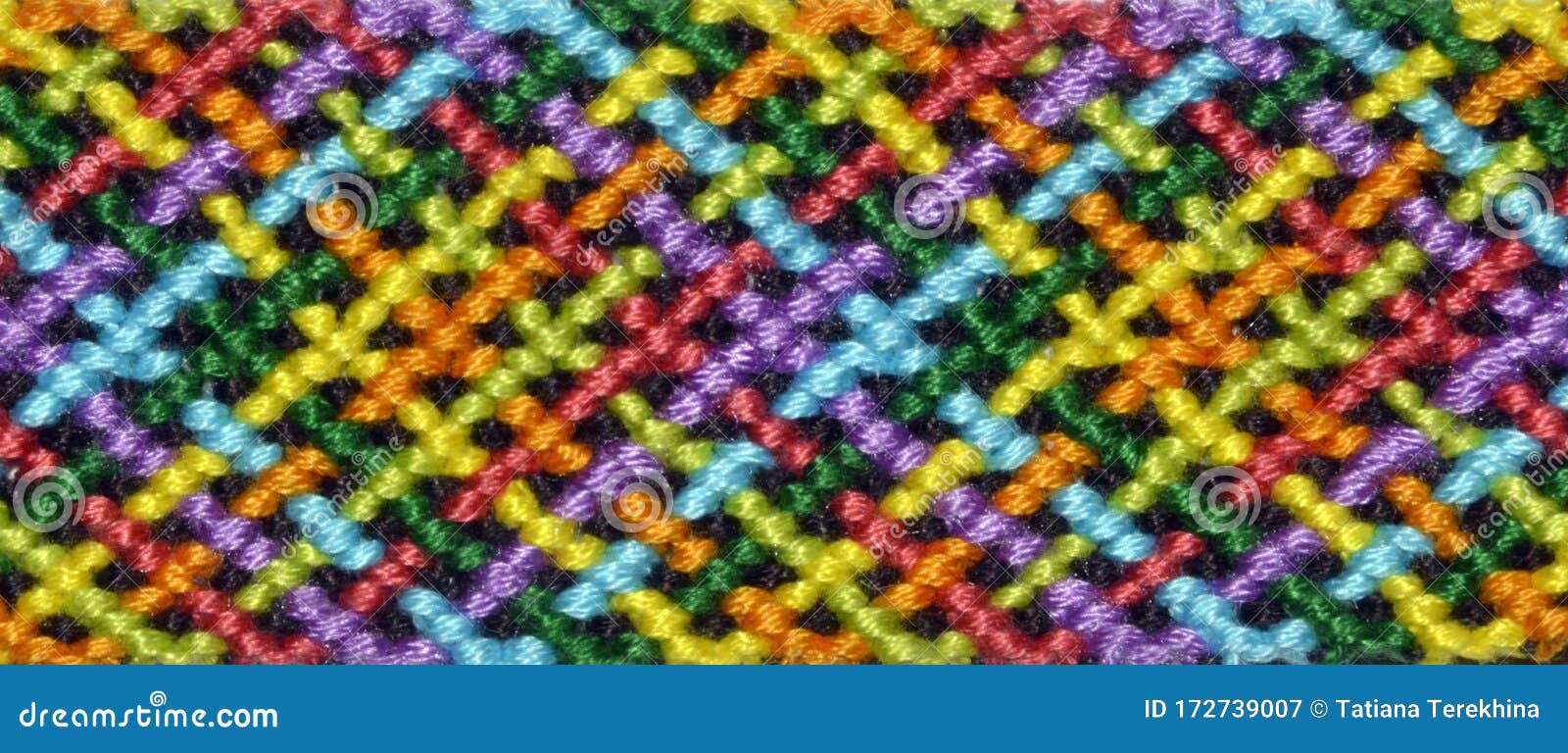Multi-colored Bright Background with Unusual Pattern Handmade of Thread ...