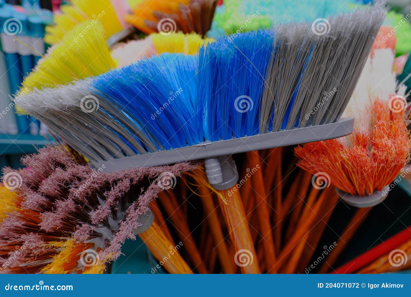 Multi-colored Bright Brushes, Mops for Manual Cleaning of Premises from ...