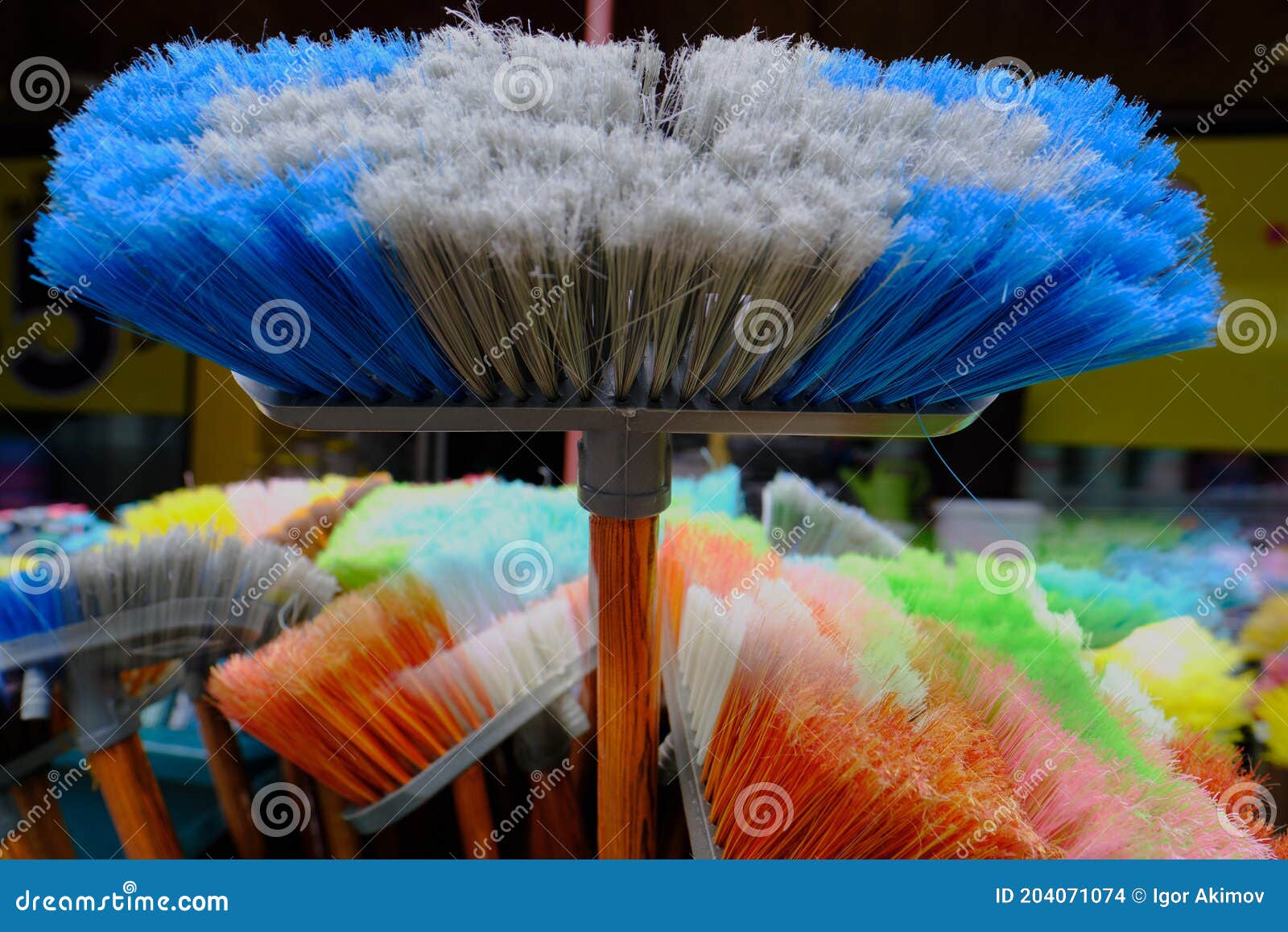 Multi-colored Bright Brushes, Mops for Manual Cleaning of Premises from ...