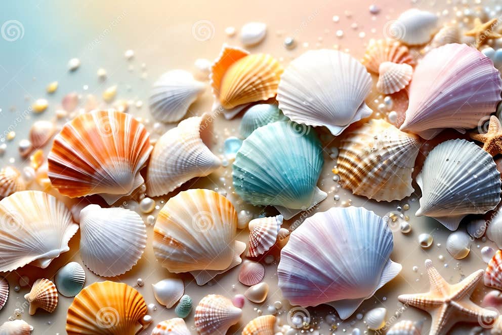 Multi-colored Bright Shells in Pastel Colors Stock Photo - Image of ...