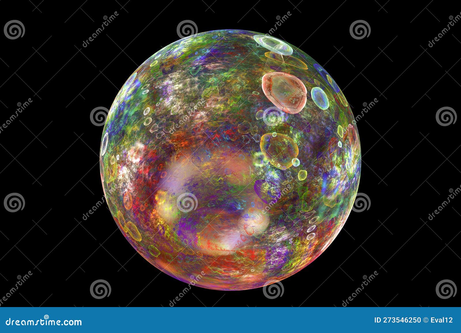 Multi-colored Bright Sphere of Curved Waves and Shapes on a Black ...