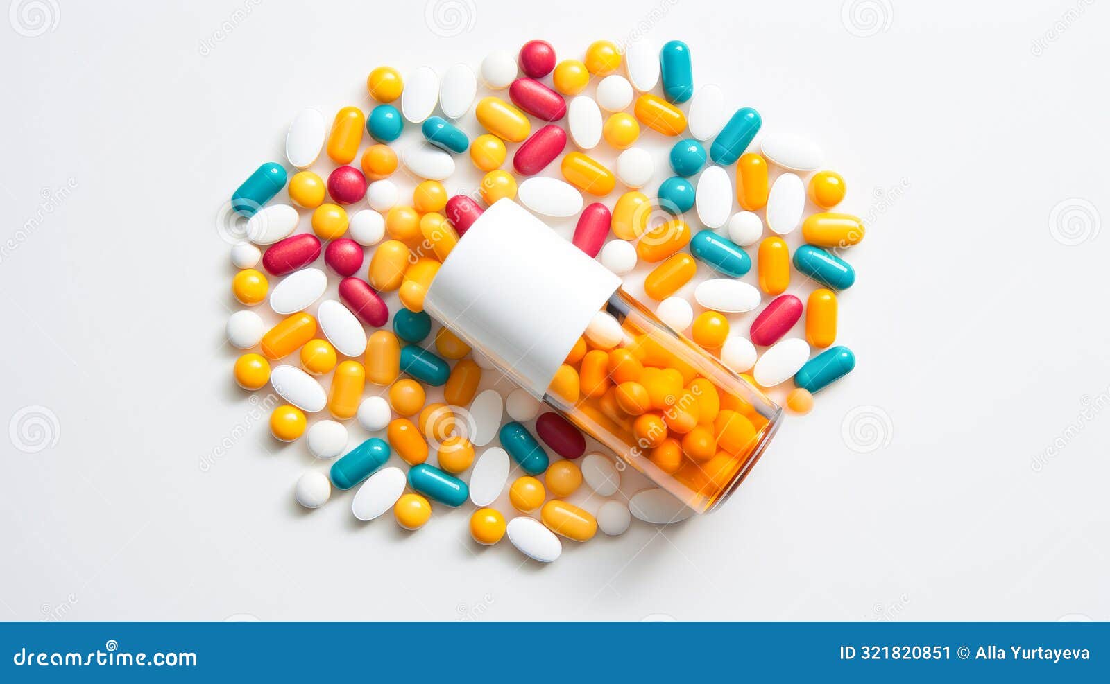 Multi-colored Bright Tablets on a White Background. Stock Illustration ...