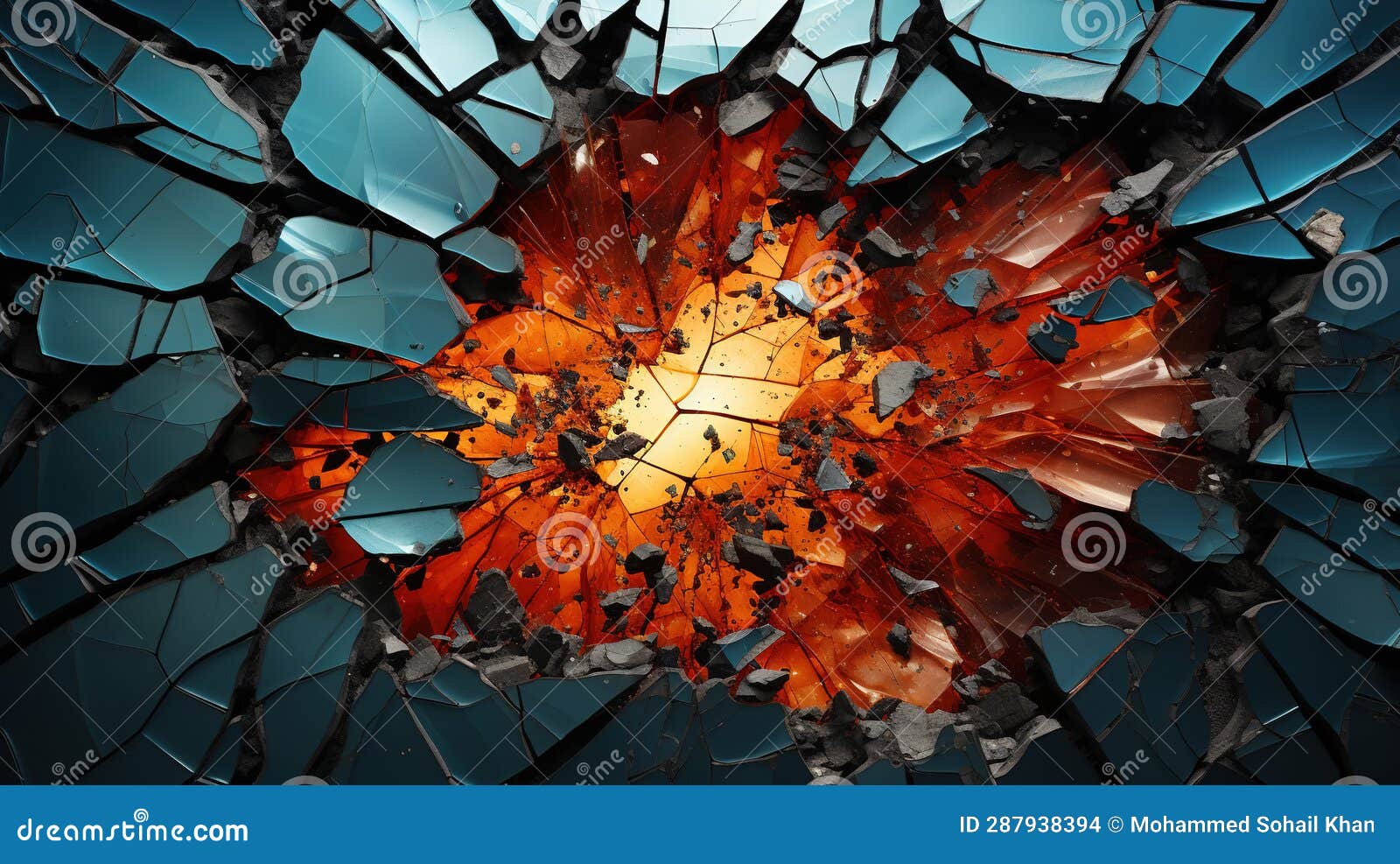Multi Colored Broken Exploded Glass Shattered Creative Background AI ...