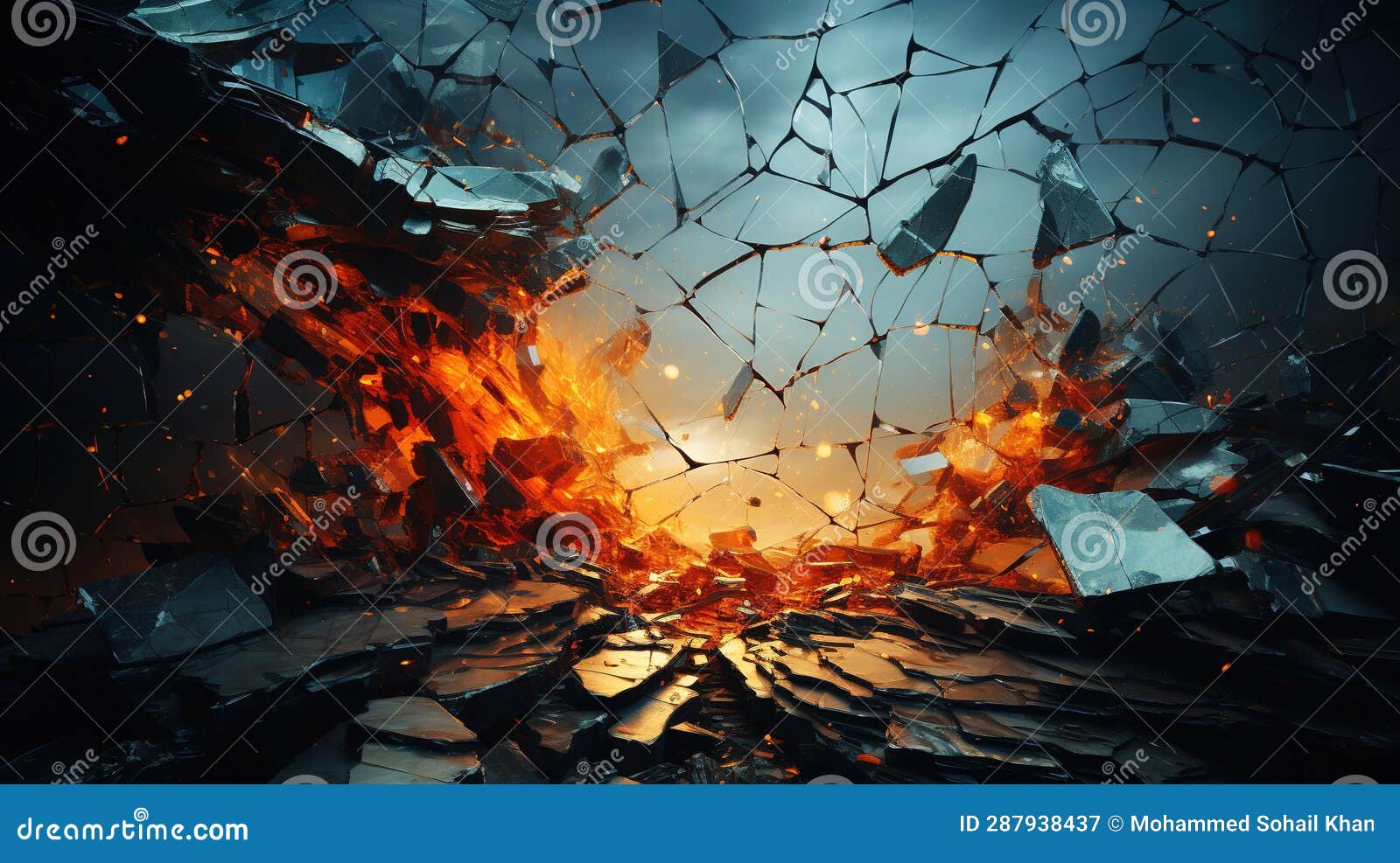 Multi Colored Broken Exploded Glass Shattered Creative Background AI ...