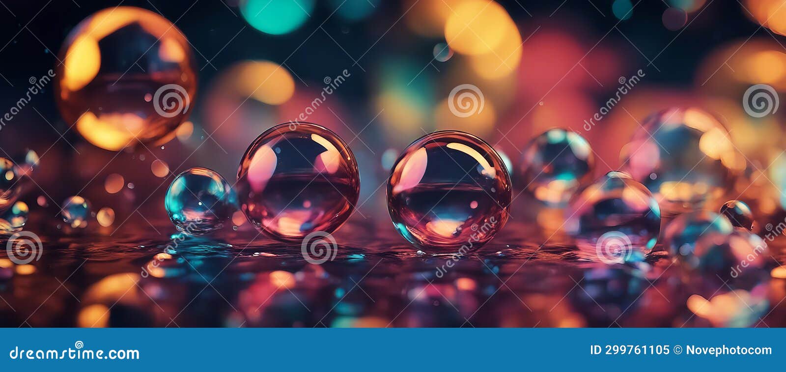 Multi-colored Bubbles in Water. Abstract for Background. AI Generation ...