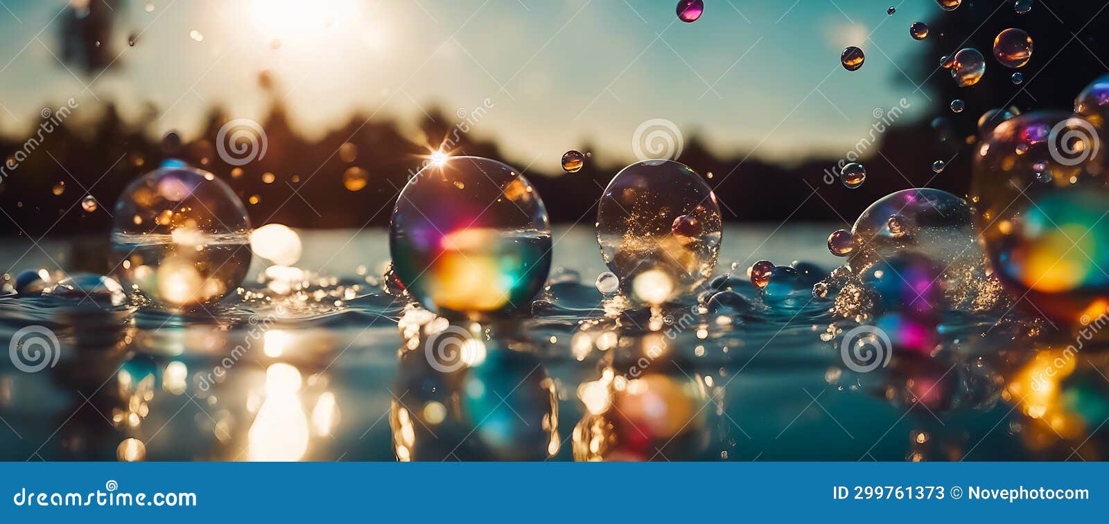 Multi-colored Bubbles in Water. Abstract for Background. AI Generation ...