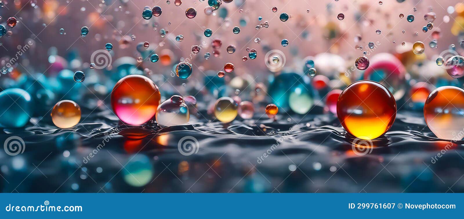 Multi-colored Bubbles in Water. Abstract for Background. AI Generation ...