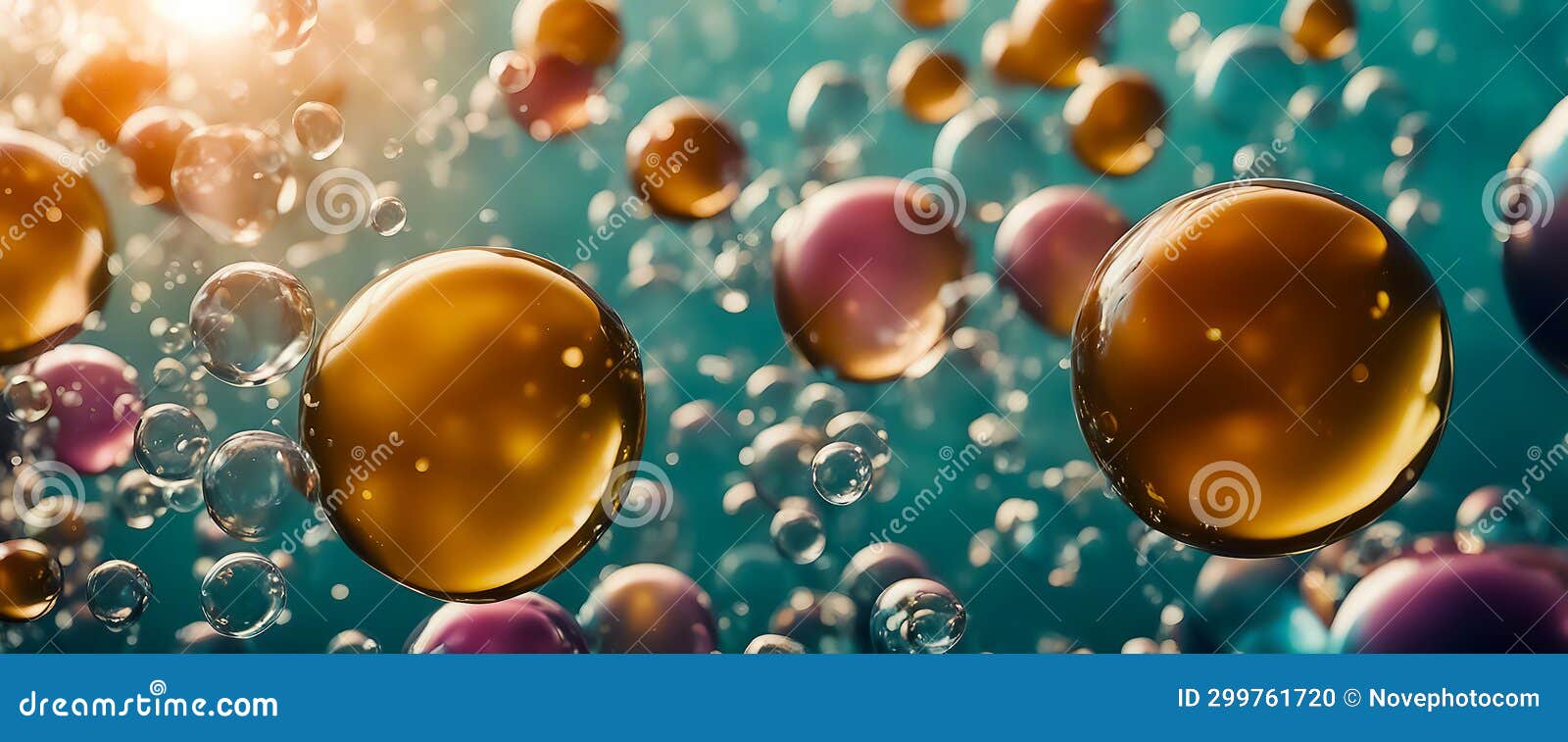 Multi-colored Bubbles in Water. Abstract for Background. AI Generation ...
