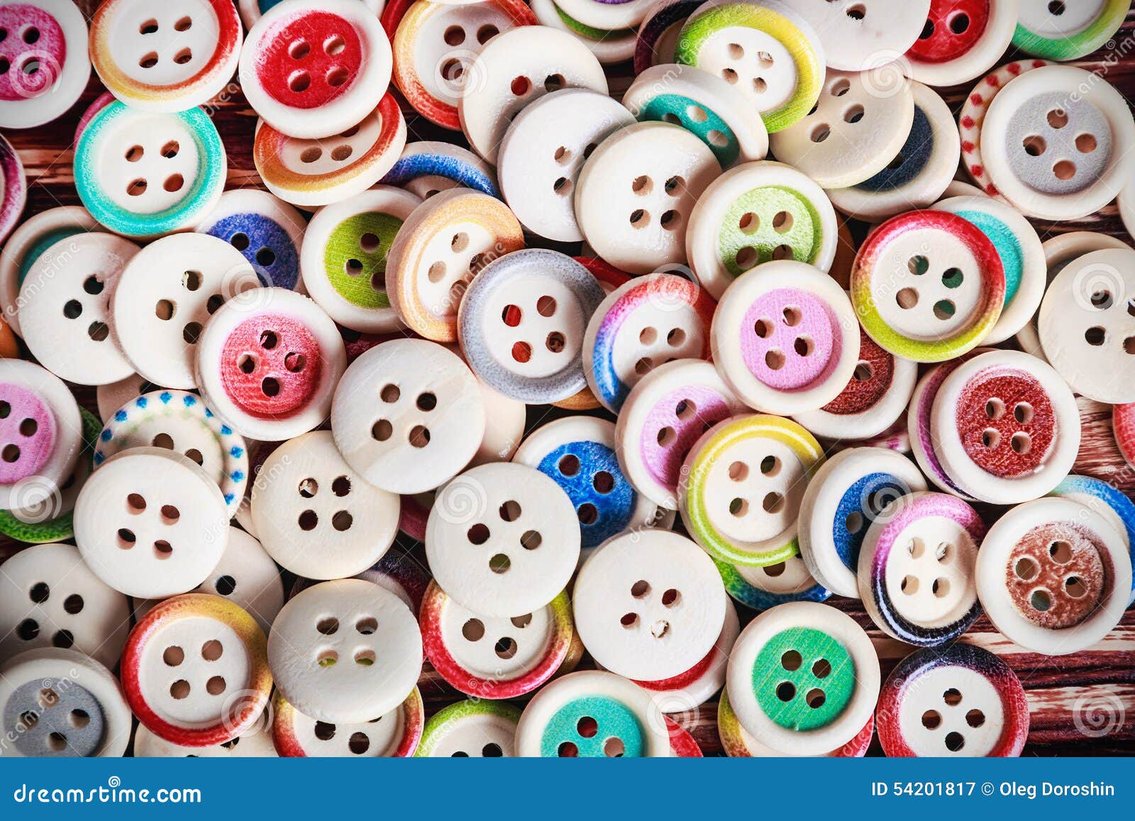 Multi Colored Buttons on a Wooden Background Stock Image - Image of ...