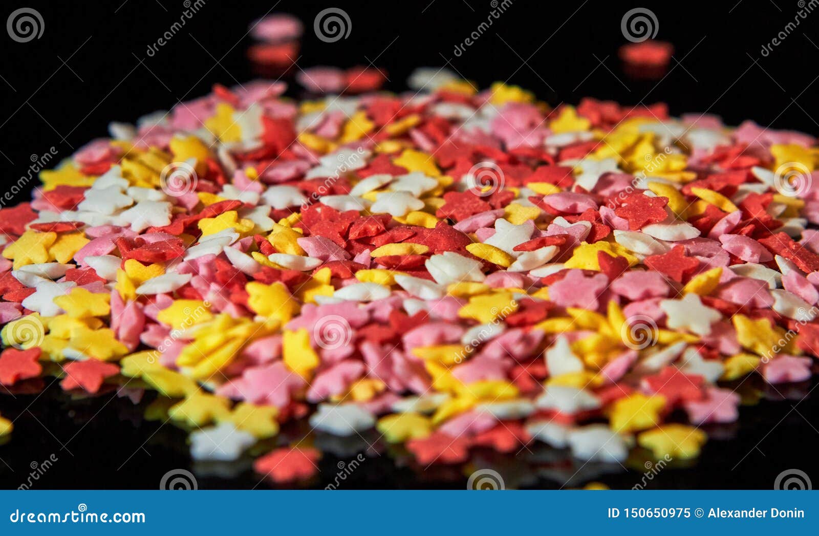 Multi-colored Candies in the Form of Stars on a Black Stock Image ...