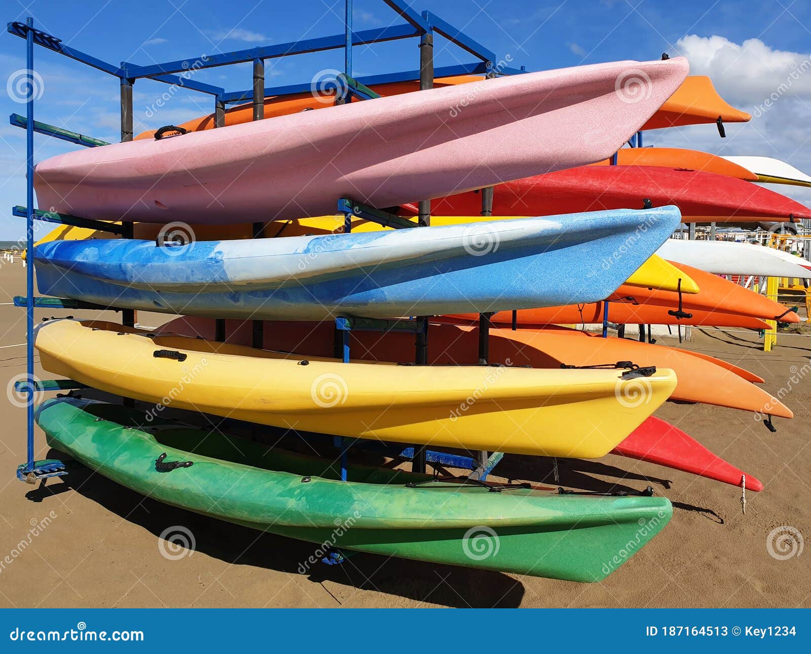Multi-colored Canoes or Kayaks Stock Image - Image of multicolored ...