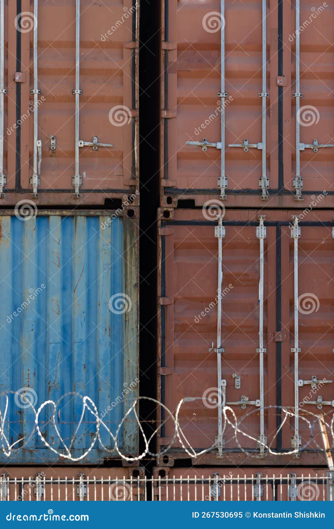Multi Colored Cargo Containers Behind the Wire Fence Stock Image ...