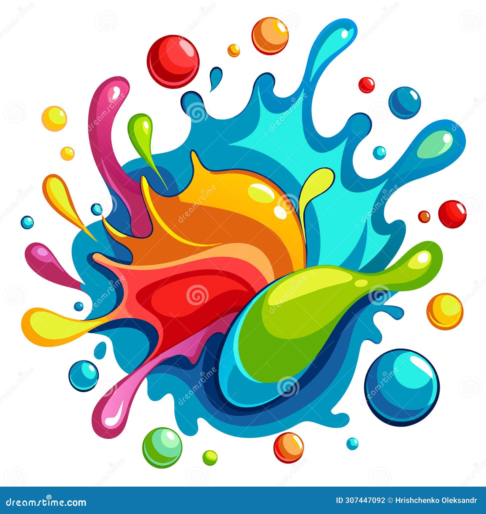 Multi-colored Cartoon Drops of Splashes Fly To the Sides Stock ...