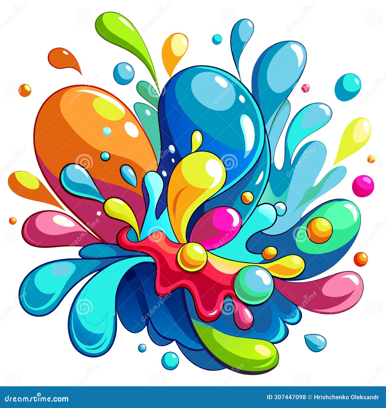 Multi-colored Cartoon Drops of Splashes Fly To the Sides Stock ...