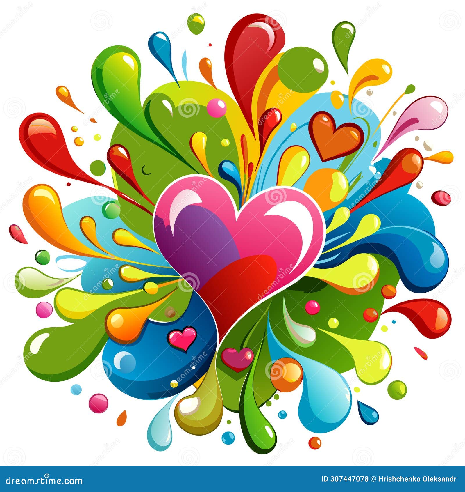 Multi-colored Cartoon Drops of Splashes Fly To the Sides. There is a ...