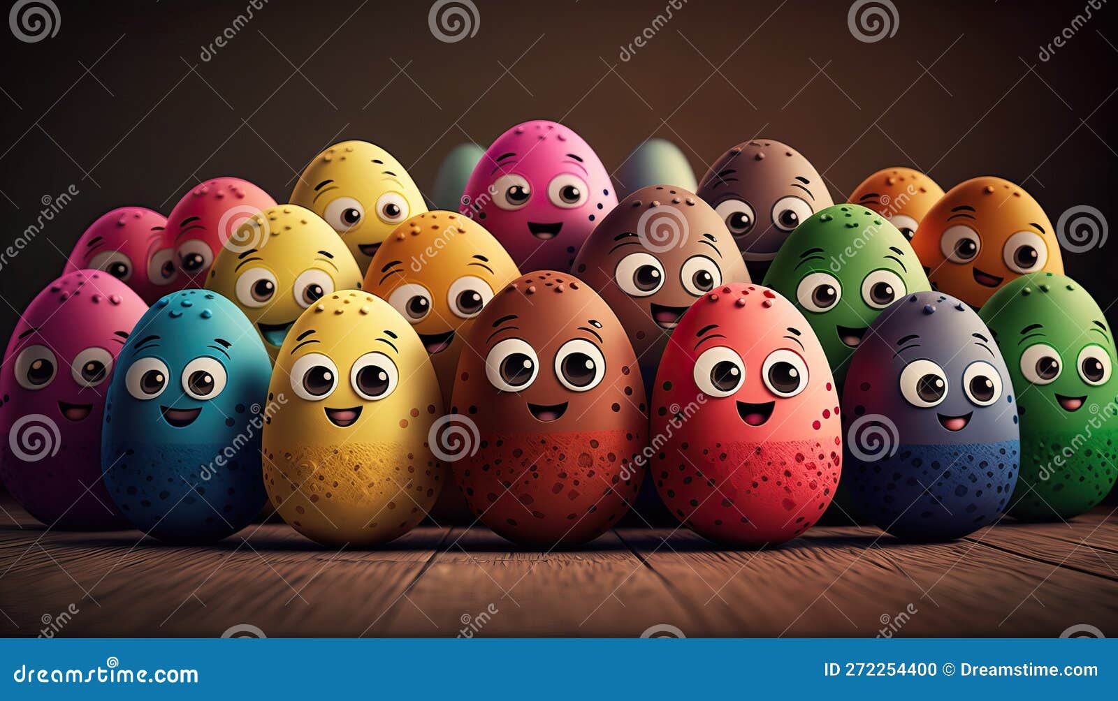 Multi-colored Cartoon Eggs with Different Emotions. Stock Illustration ...