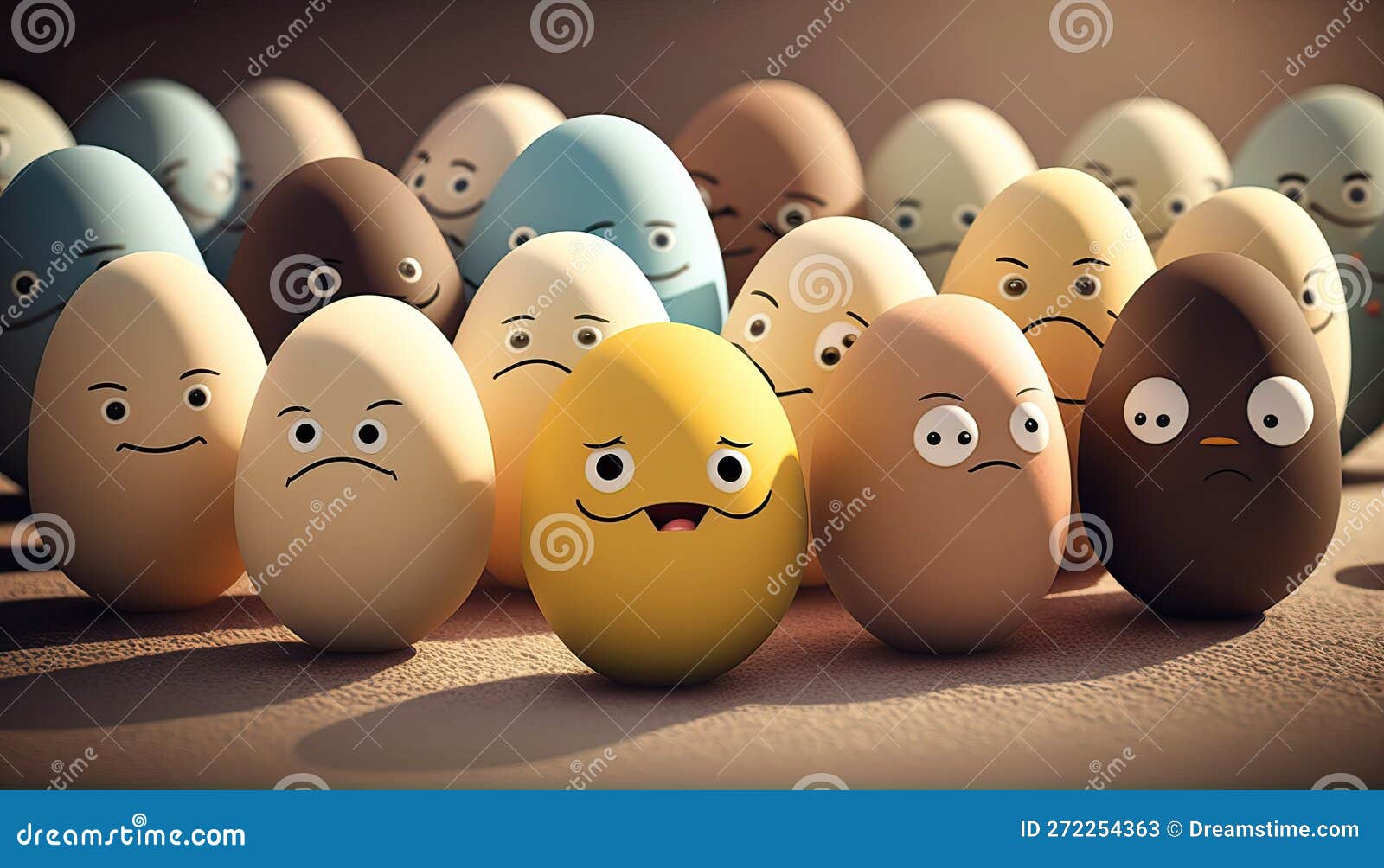 Multi-colored Cartoon Eggs with Different Emotions. Stock Illustration ...