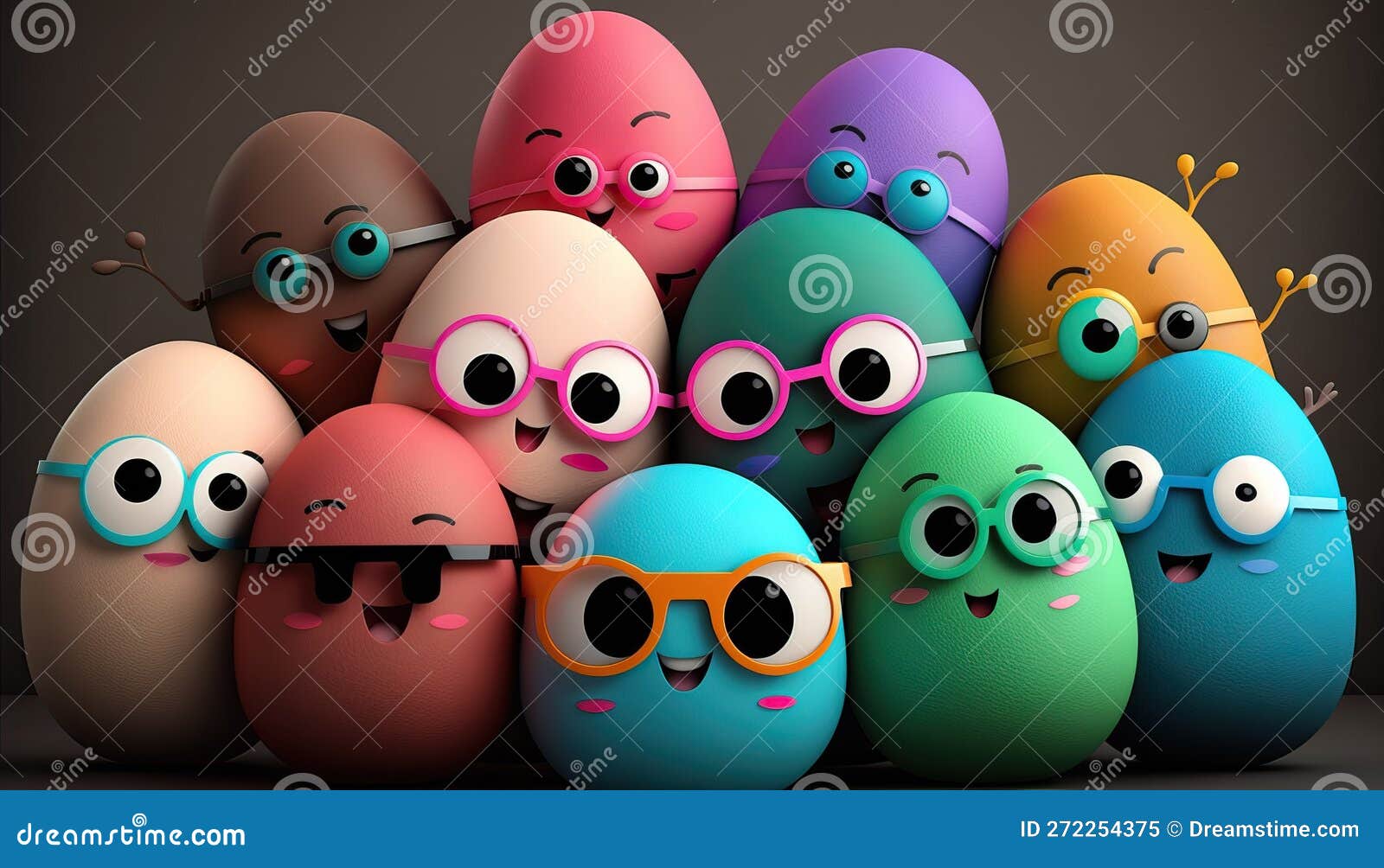 Multi-colored Cartoon Eggs with Different Emotions. Stock Illustration ...