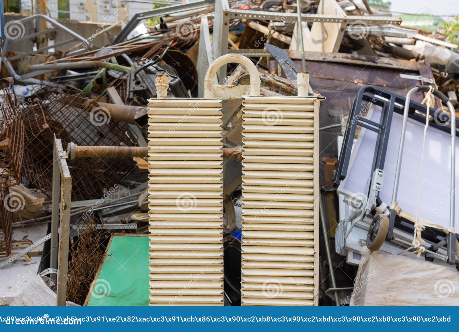 Multi Colored Cast Iron Radiators, Old Heating Elements Stacked in Heap ...