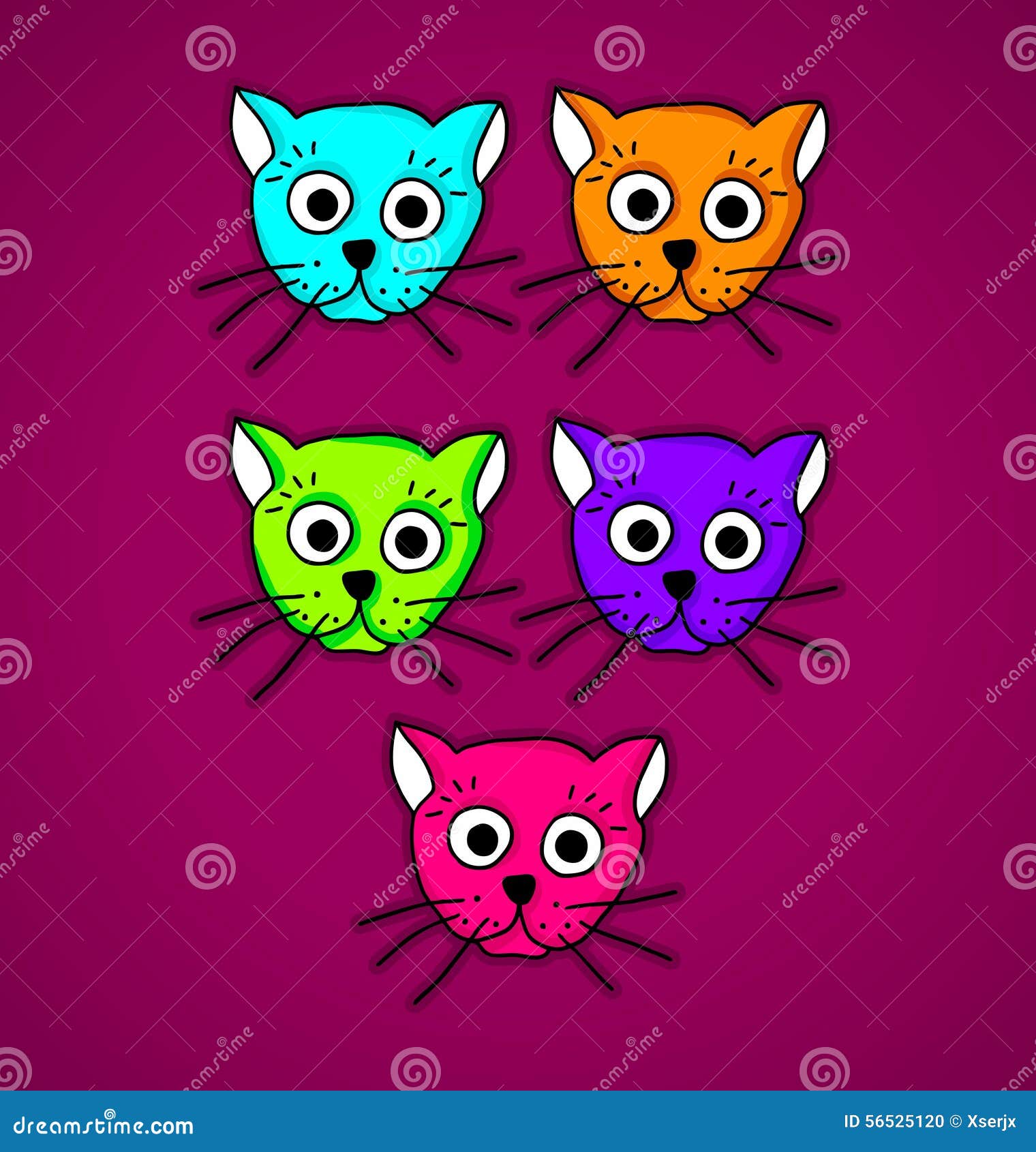 Multi-colored cats stock illustration. Illustration of shadow - 56525120