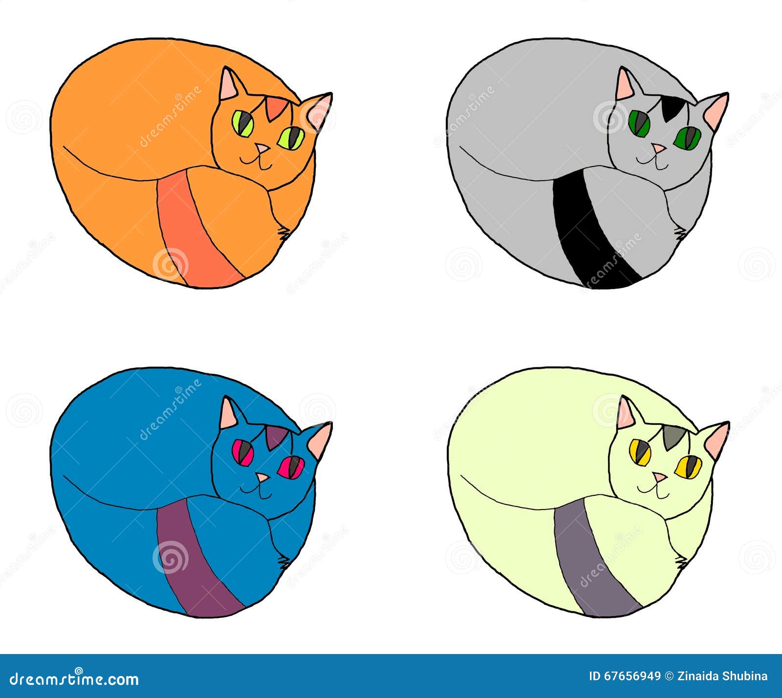 Multi-colored cats stock illustration. Illustration of fairy - 67656949