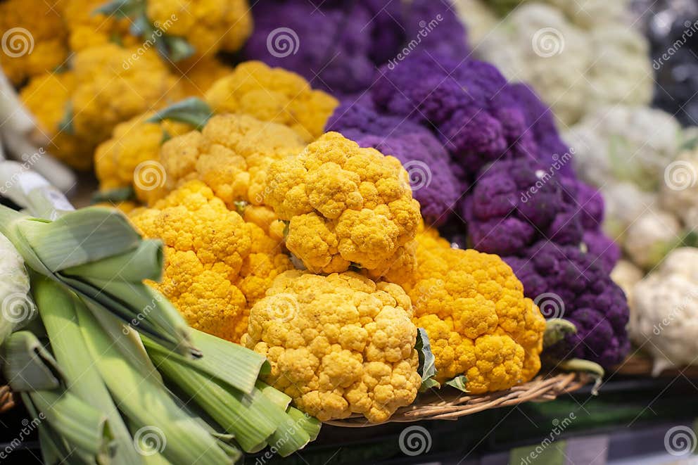 Multi-colored cauliflower stock image. Image of purple - 308916927