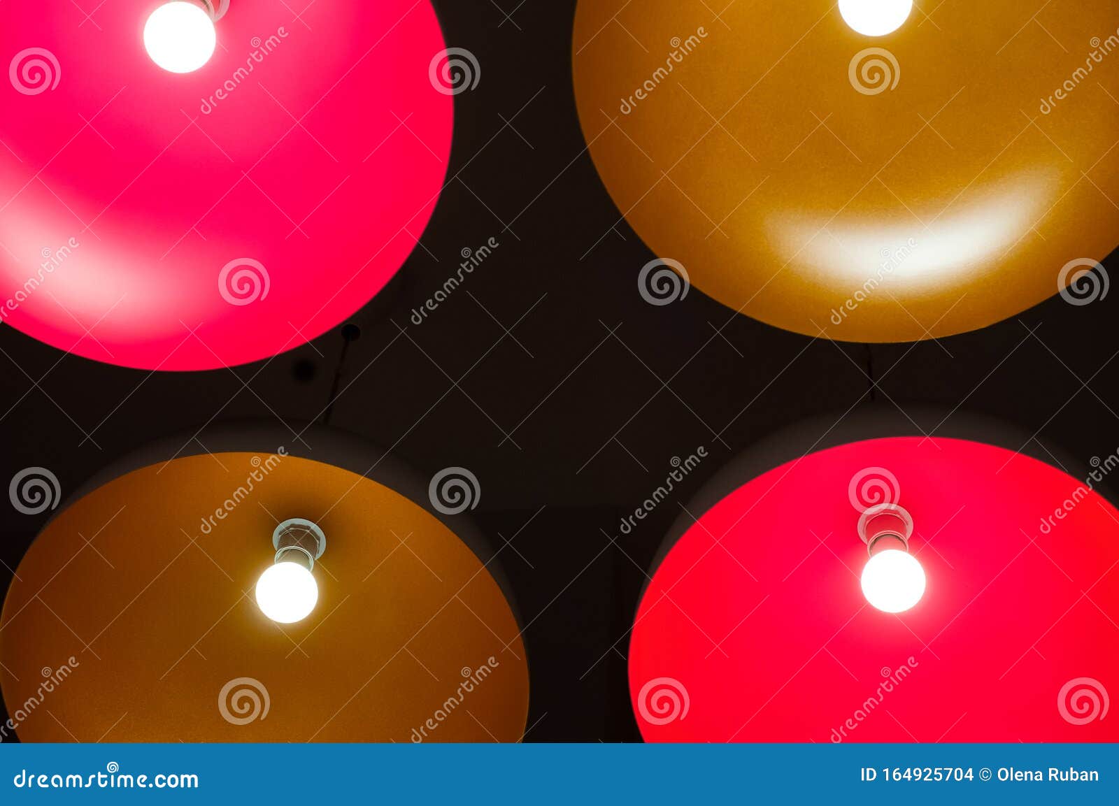 Multi Colored Ceiling Chandeliers with Bright Lights Stock Photo ...