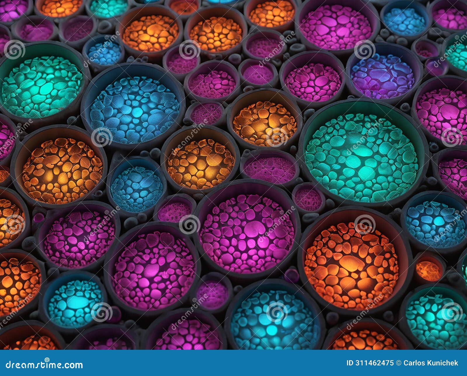 Multi Colored Cells Glow in High Scale Magnification - Generated by Ai ...