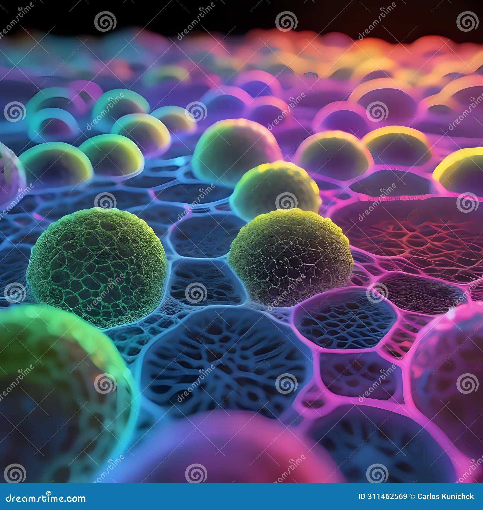 Multi Colored Cells Glow in High Scale Magnification - Generated by Ai ...