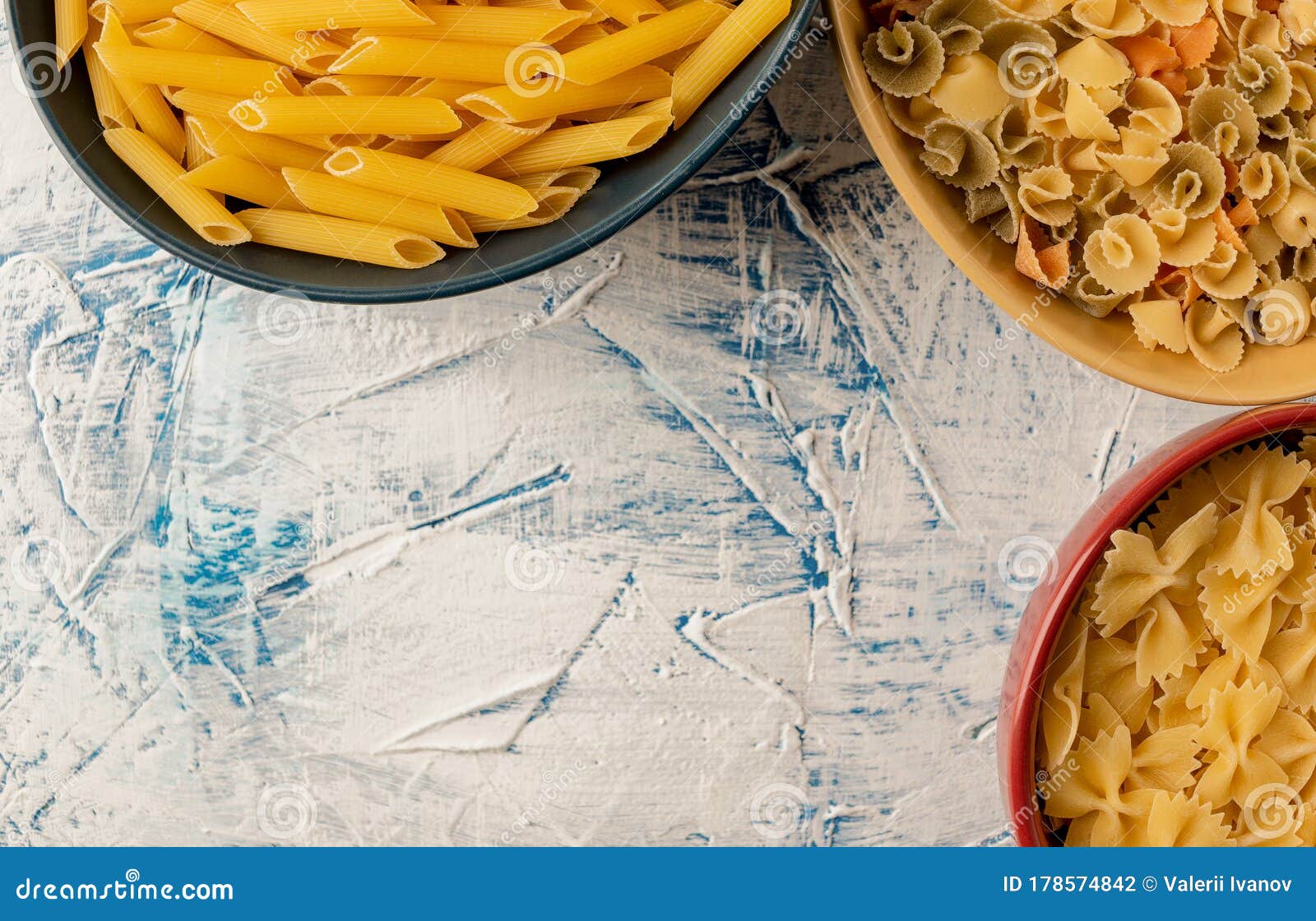 Multi-colored Ceramic Dishes with Various Pastes on a Soft-blurred ...